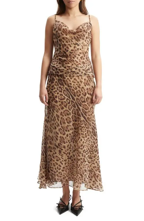 Bardot Monroe Cowl Neck Camisole - Brown Leopard