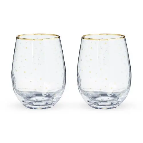 TWINE Starlight Stemless Wine Glasses Set Of 2