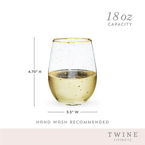 TWINE Starlight Stemless Wine Glasses Set Of 2
