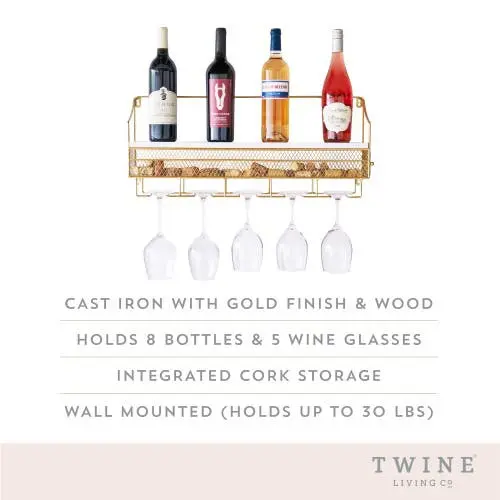 TWINE Wall Mounted Wine Rack & Cork Storage