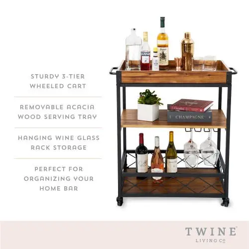 TWINE Modern Manor Bar Cart