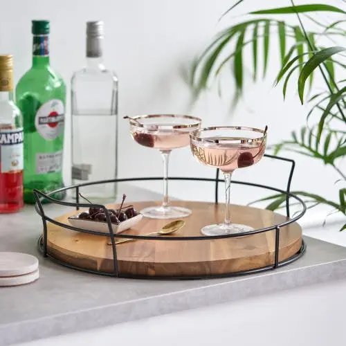 TWINE Modern Manor Acacia Cocktail Tray