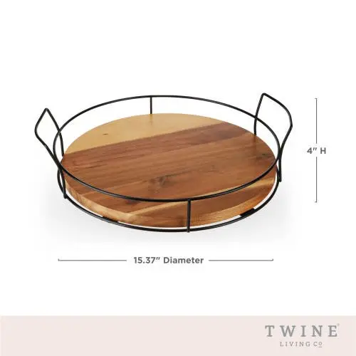 TWINE Modern Manor Acacia Cocktail Tray