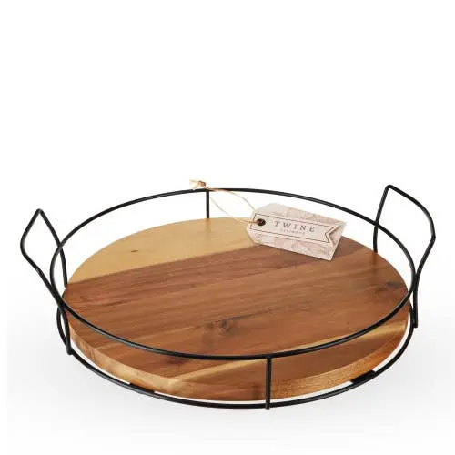 TWINE Modern Manor Acacia Cocktail Tray