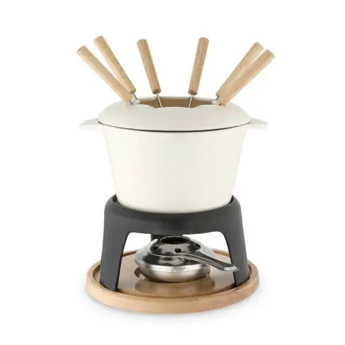 TWINE Cast Iron Fondue Set - White