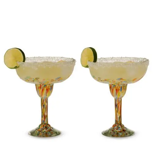 TWINE Segunda Vida Artistico Recycled Margarita Glasses Set Of 2 - Multicolor