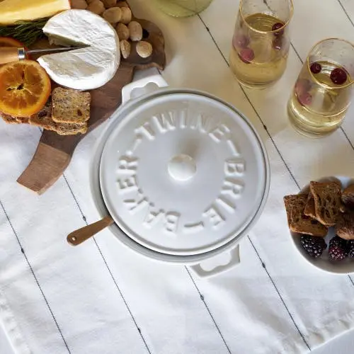 TWINE Ceramic Brie Baker & Wood Spreader Set