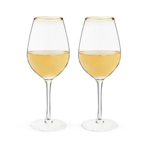 TWINE Gilded Stemmed Wine Glasses Set Of 2 - Gold