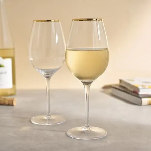 TWINE Gilded Stemmed Wine Glasses Set Of 2