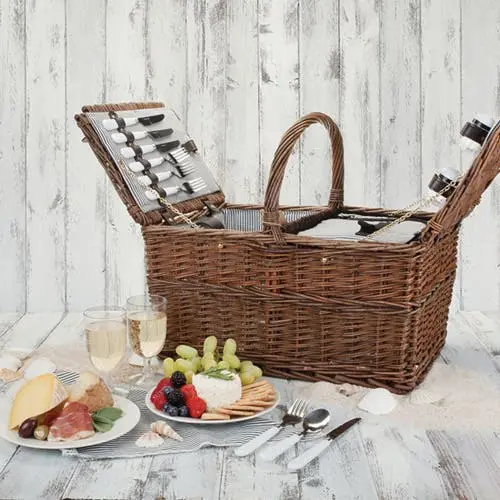TWINE Cape Cod Wicker Picnic Basket Set