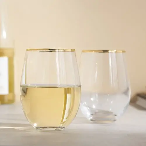 TWINE Gilded Stemless Wine Glasses Set Of 2