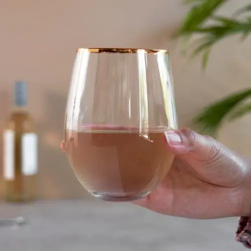 TWINE Gilded Stemless Wine Glasses Set Of 2
