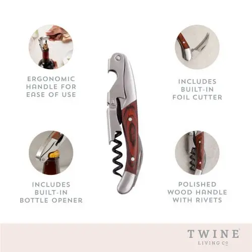 TWINE En Handled Double-hinged Corkscrew