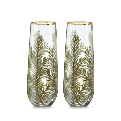 TWINE Woodland Stemless Champagne Flutes Set Of 2