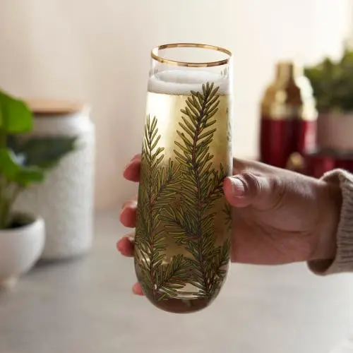 TWINE Woodland Stemless Champagne Flutes Set Of 2