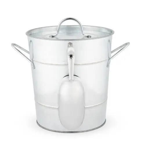 TWINE Galvanized Metal Ice Bucket With Scoop - Silver