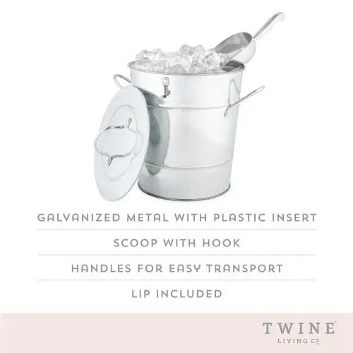 TWINE Galvanized Metal Ice Bucket With Scoop
