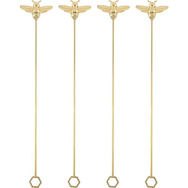 TWINE Bumble Bee Stir Sticks Set Of 4 - Gold