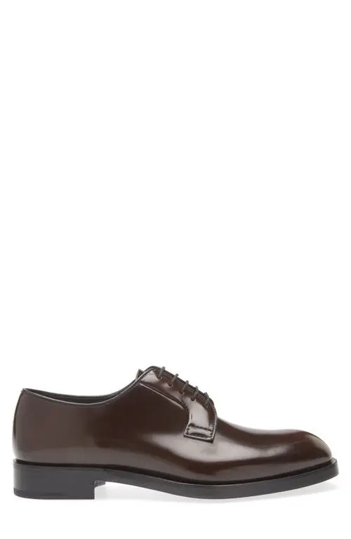Prada Formale Spazzolato Plain Toe Derby - Bruciato