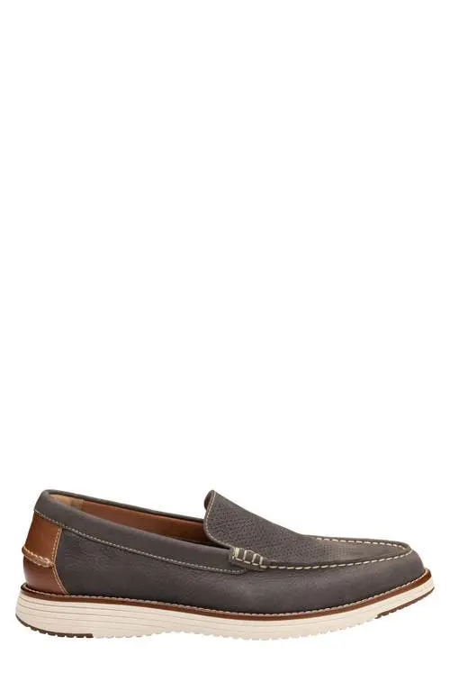 Johnston & Murphy Upton Perf Venetian Loafer - Charcoal Nubuck