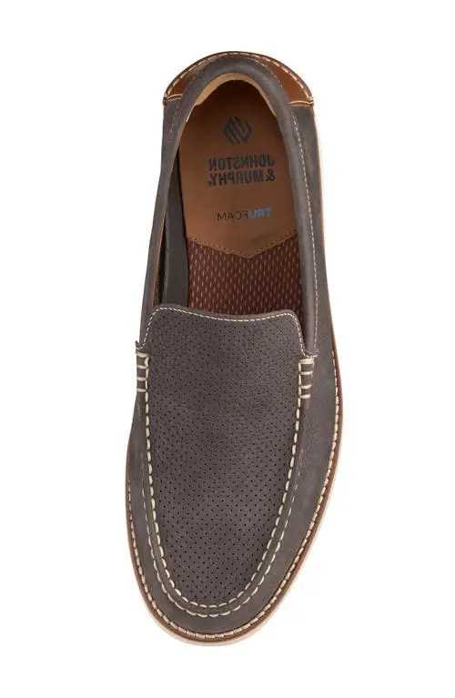 Johnston & Murphy Upton Perf Venetian Loafer - Charcoal Nubuck
