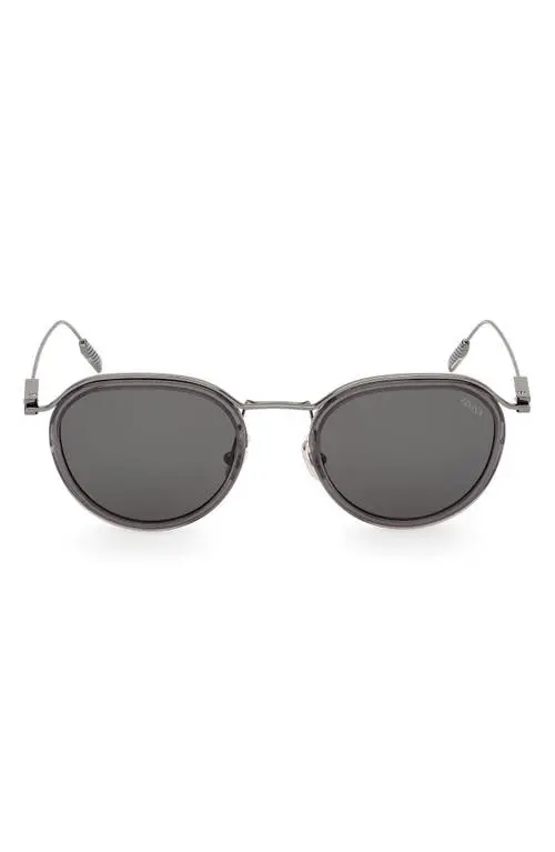 Zegna 51mm Round Frame Sunglasses - Grey / Other / Smoke