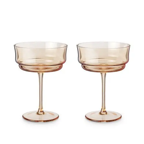 TWINE Tulip Coupe Glasses In Amber Set Of 2