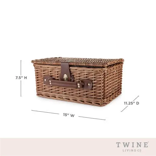 TWINE Newport Wicker Picnic Basket Set
