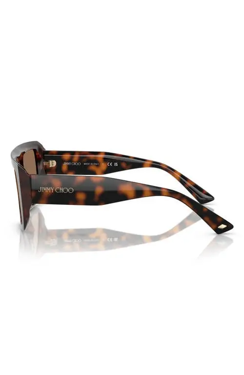 JIMMY CHOO 52mm Rectangular Sunglasses - Havana Brown