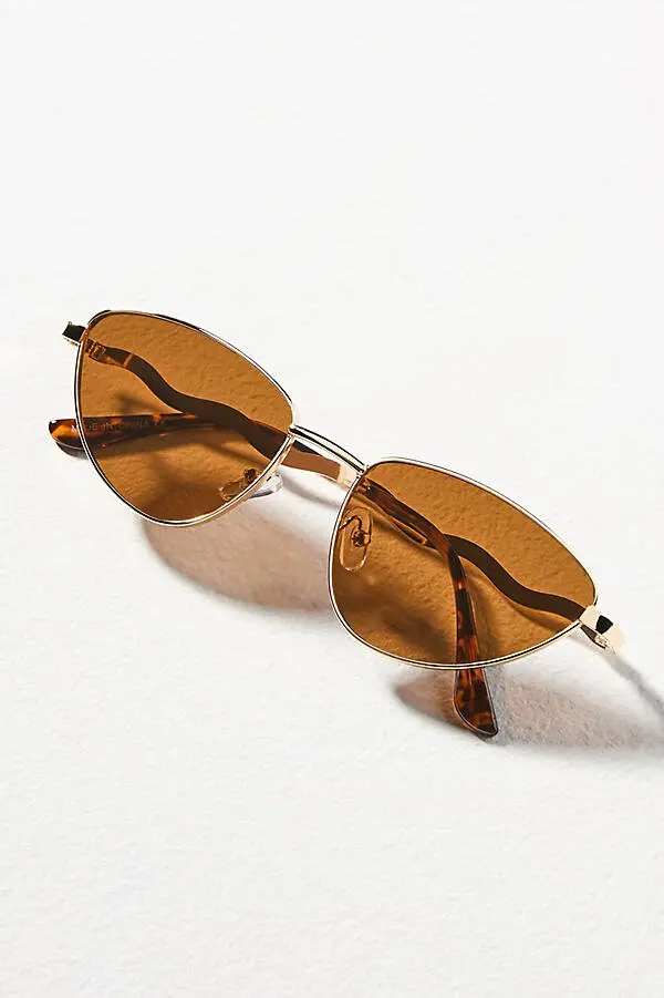 Gold Cat Eye Sunglasses with Metal Temples, UV Protection Metal Cateye Sunglasses Gold | Anne Klein main image 3