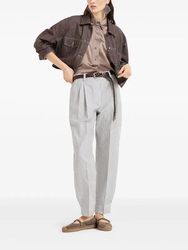 Brunello Cucinelli Monili-embellished Silk Shirt - Neutrals