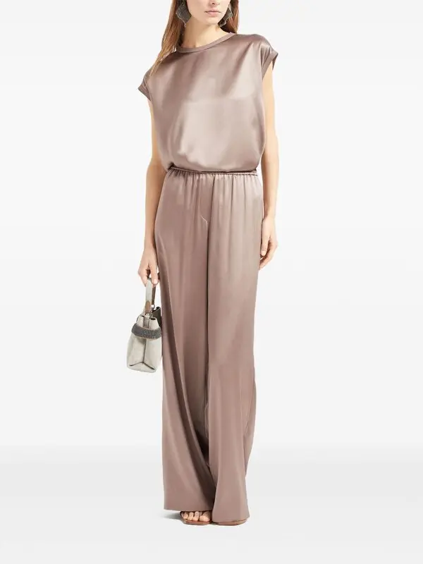 Brunello Cucinelli Silk-satin Trousers - Neutrals