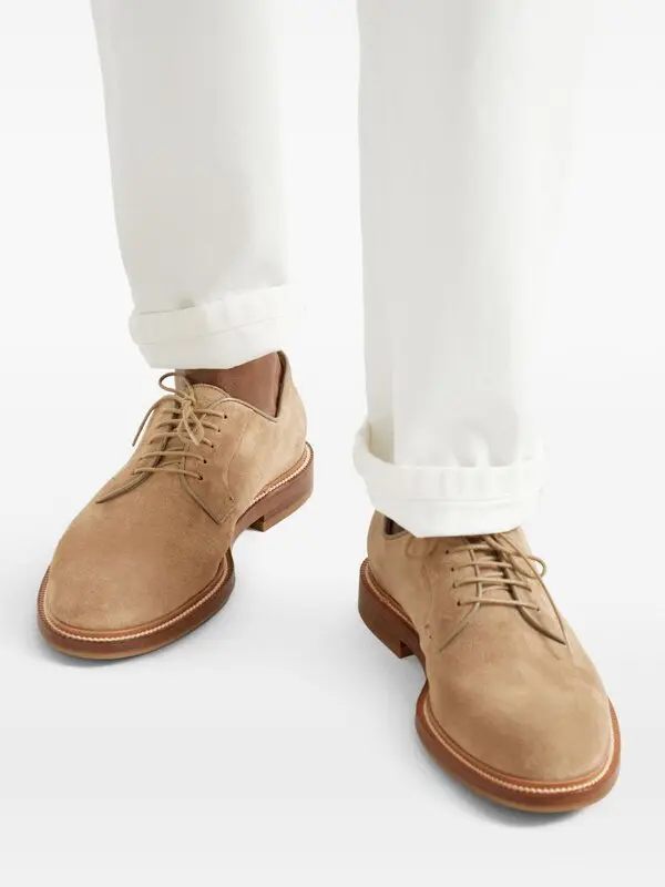 Brunello Cucinelli Suede Derby Shoes - Brown