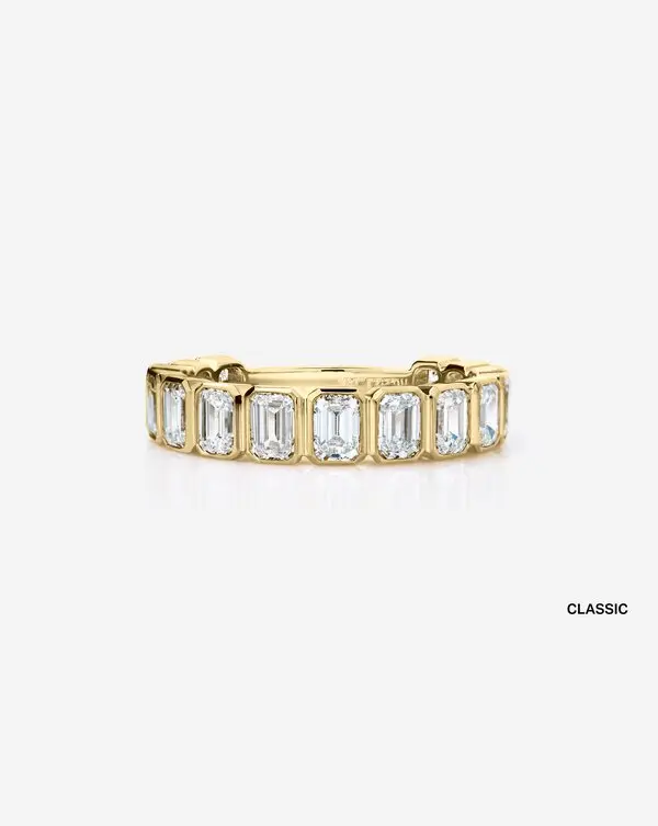 Ring Concierge Emerald Cut Diamond Bezel Set Band Ring - 14k Yellow Gold