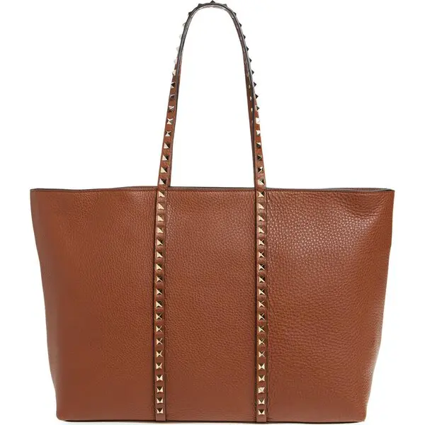 Valentino Garavani Rockstud Leather Tote - Saddle