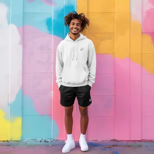 DALIX Relaxed Fit Ghost Embroidery Fleece Shorts - Black