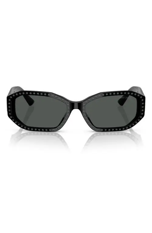 JIMMY CHOO 56mm Oval Sunglasses - Black Silver
