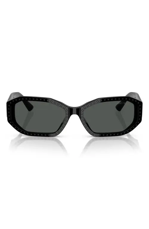 JIMMY CHOO 56mm Oval Sunglasses - Black/crystal Jet/dark Grey