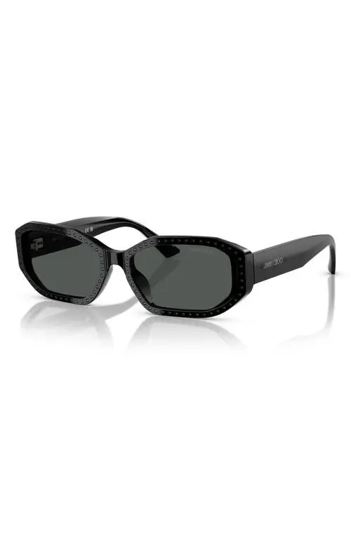 JIMMY CHOO 56mm Oval Sunglasses - Black/crystal Jet/dark Grey