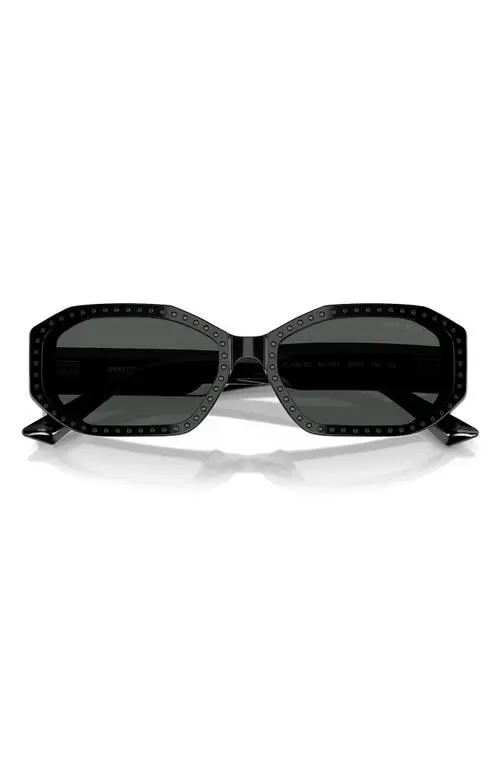 JIMMY CHOO 56mm Oval Sunglasses - Black/crystal Jet/dark Grey