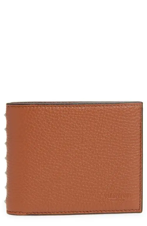 Valentino Garavani Rockstud Leather Bifold Wallet - Saddle