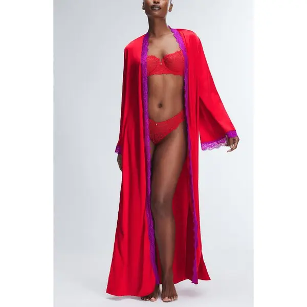 SAVAGE X FENTY Fire Desire Lace Robe - Timeless Red