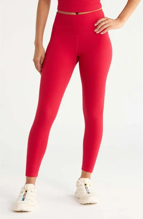 Zella Thrive Rib High Waist 7/8 Leggings - Red Jester