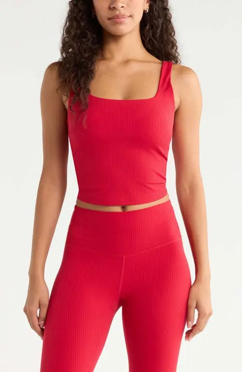 Zella Thrive Rib Bra Tank - Red Jester