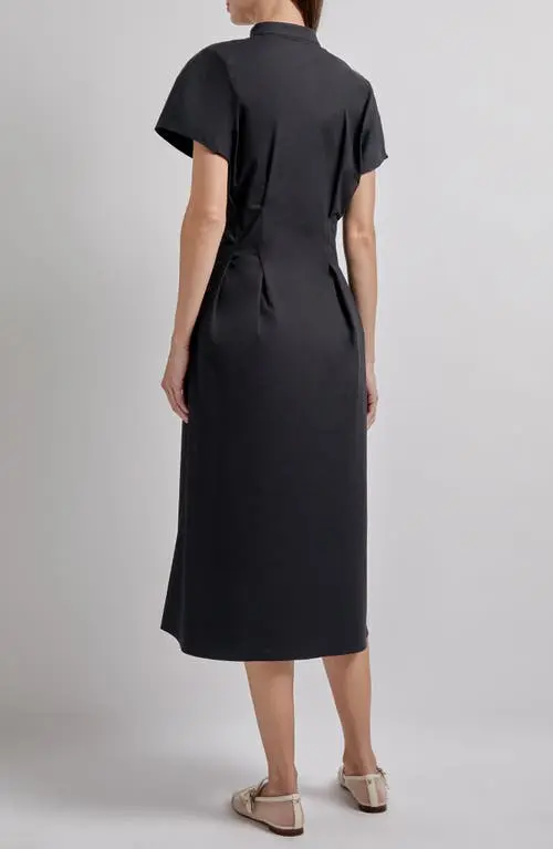 Misook Fit-&-Flare Cotton Midi Shirtdress - Black - 50% Off | Editorialist