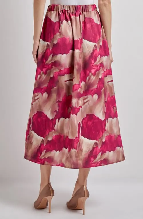 Misook Watercolor Print Midi Skirt