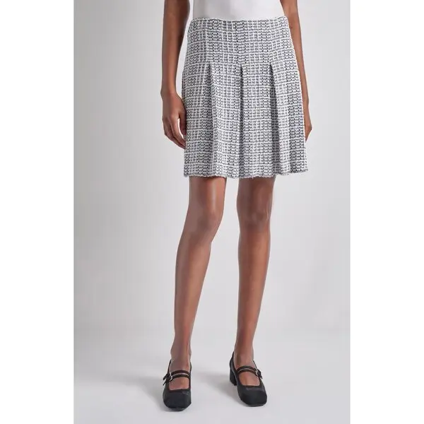 Misook Tweed Pleated A-line Skirt