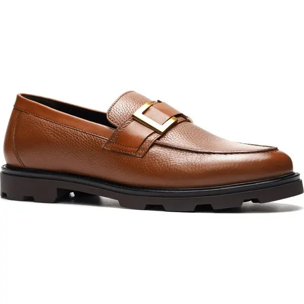 A. VEER Chris Leather Loafers With Buckle And Lug Sole - Tan