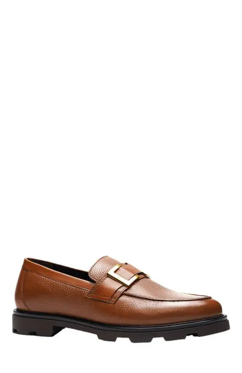 A. VEER Chris Leather Loafers With Buckle And Lug Sole - Tan