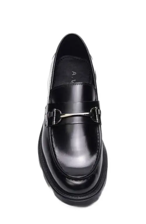 A. VEER Samuel Buckled Leather Loafers With Lug Sole - Black